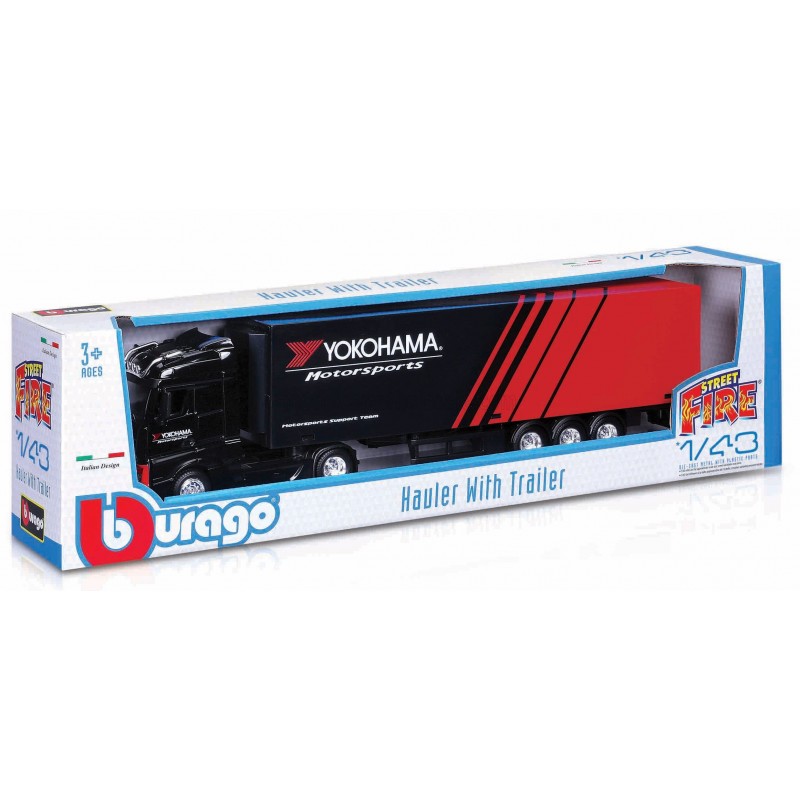 Iveco Fiat S-Way 570 Truck Yokohama 2021 Black Red Bburago BU31469-B - Miniatures Autos Motos