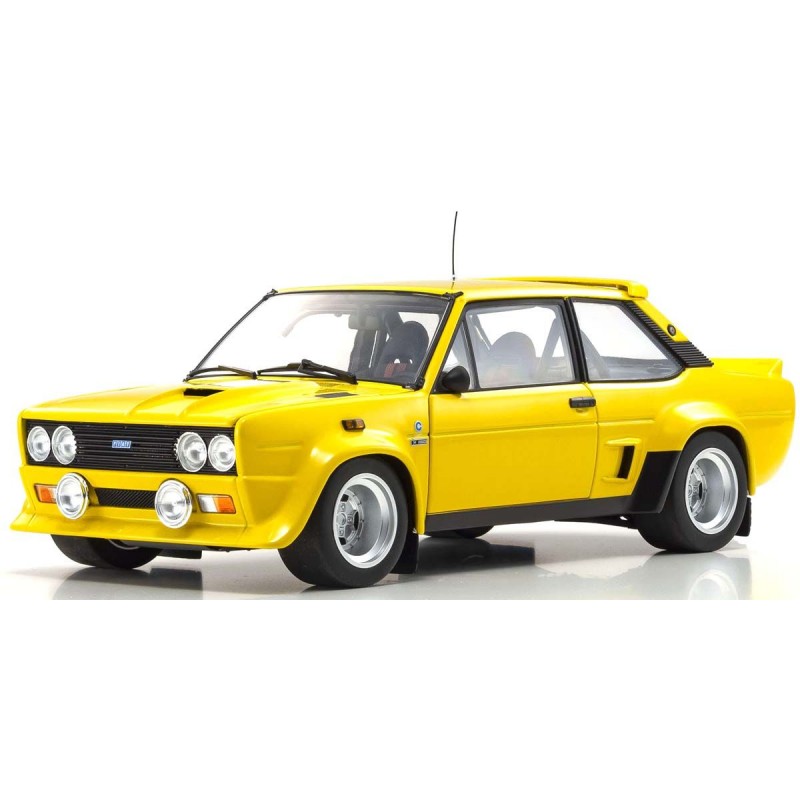 Fiat 131 Abarth 1974 Yellow Kyosho 08376Y - Miniatures Autos Motos