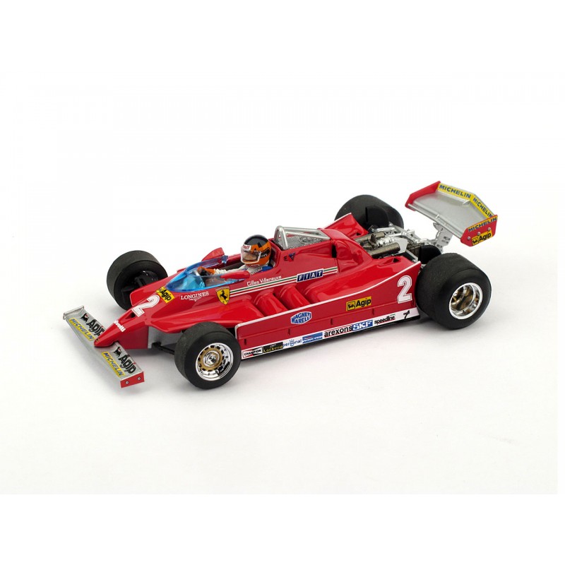 Ferrari 126C with pilot 2 Gilles Villeneuve F1 Saint Marin 1980 Brumm ...